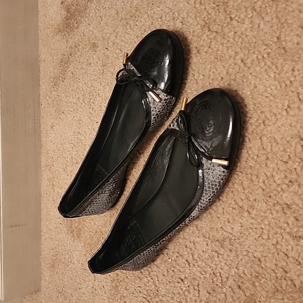Tory Burch Verbena Sneakskin Ballet Flats - Gem